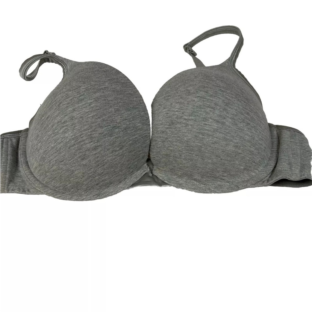 Cacique 42d Cotton Boost Plunge Bra Padded Solid Gray… - Gem